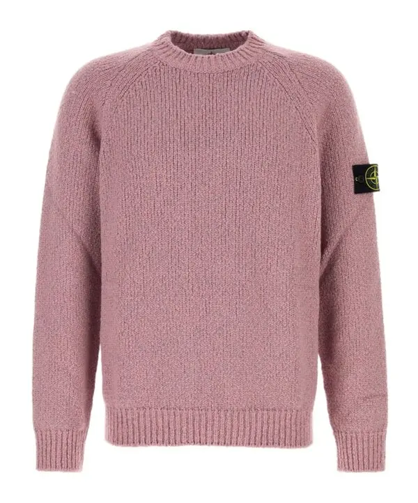 Stone Island Logo Patch Crewneck Jumper - Pink