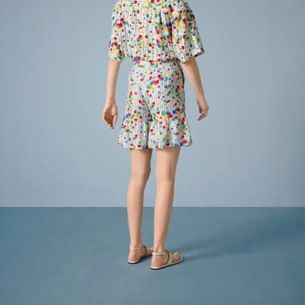 Gucci Cherries Striped Print Shorts