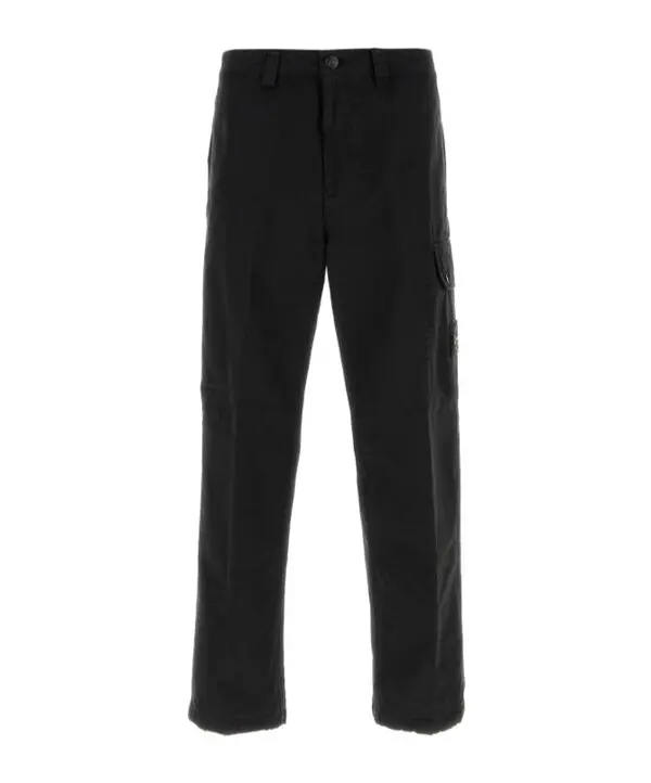 Stone Island Logo Patch Cargo Trousers - Black