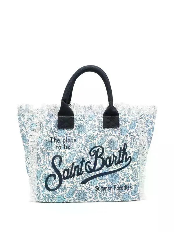MC2 SAINT BARTH Floral Print Cotton Tote Bag - Blue