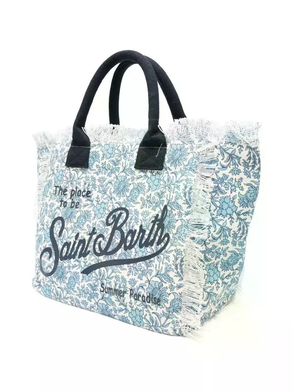 MC2 SAINT BARTH Floral Print Cotton Tote Bag - Blue