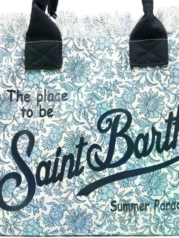MC2 SAINT BARTH Floral Print Cotton Tote Bag - Blue