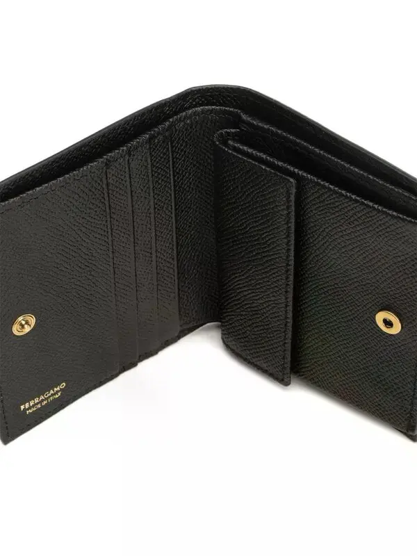 FERRAGAMO Gancini-plaque Textured-leather Wallet