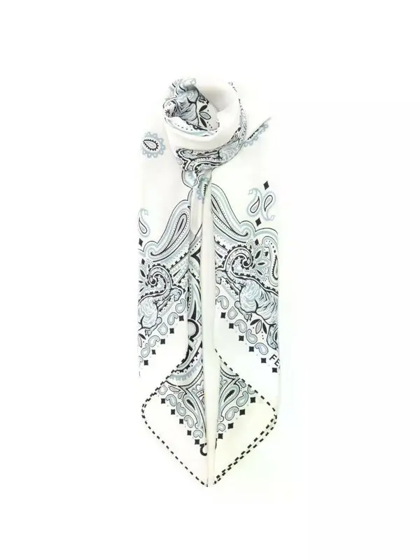 FERRAGAMO Gancini Arabesque-print Silk Scarf - White