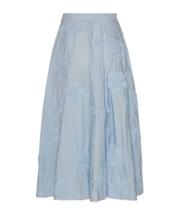 ROTATE BY BIRGER CHRISTENSEN Floral Appliqué Maxi Skirt - Light Blue