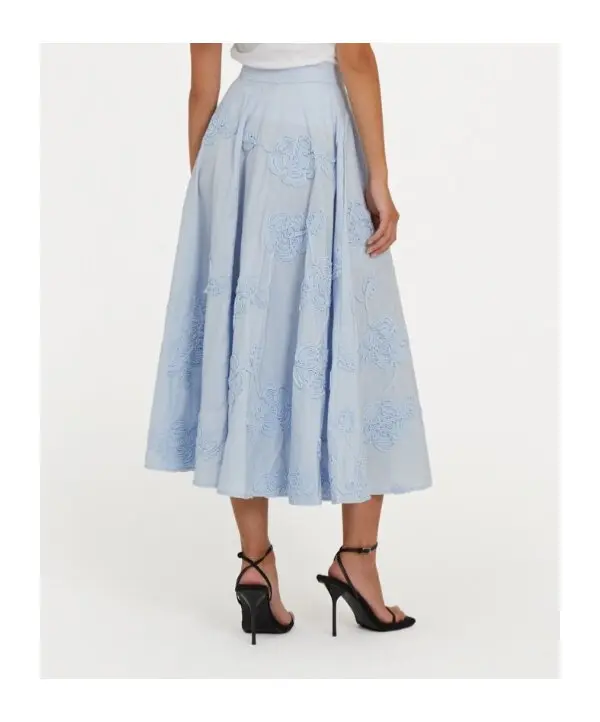 ROTATE BY BIRGER CHRISTENSEN Floral Appliqué Maxi Skirt - Light Blue