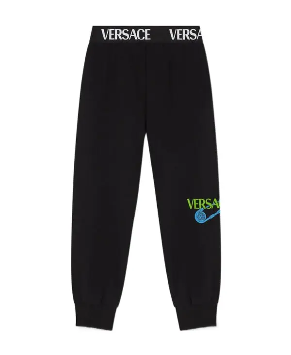 Versace Logo Print Track Pants - Black