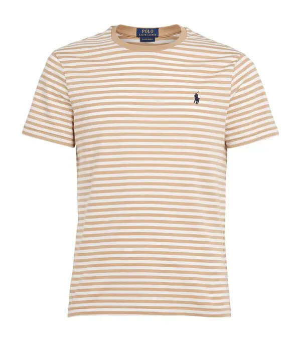 Polo Ralph Lauren Cotton Stripe Polo Pony Slim T-shirt - Beige