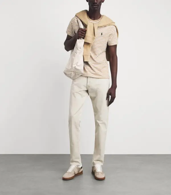 Polo Ralph Lauren Cotton Stripe Polo Pony Slim T-shirt - Beige