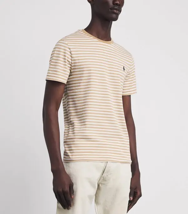 Polo Ralph Lauren Cotton Stripe Polo Pony Slim T-shirt - Beige