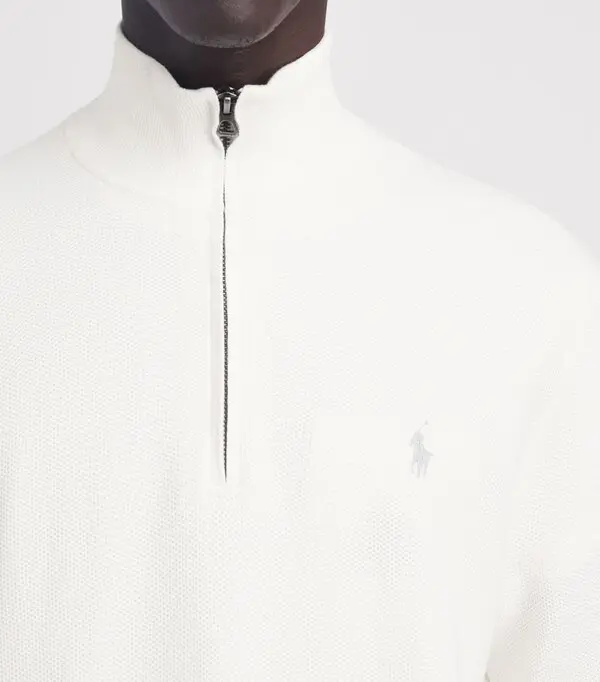 Polo Ralph Lauren Cotton Mesh Quarter-zip Sweatshirt - White