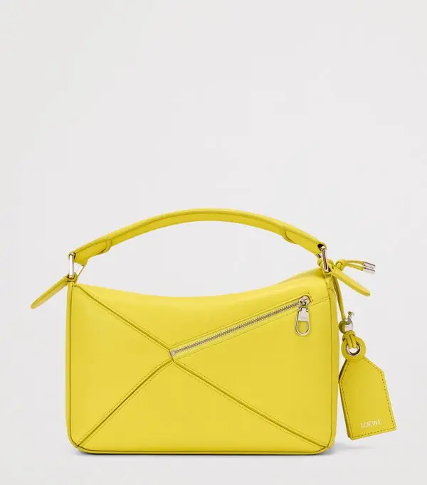 Loewe Small Leather Featherlight Puzzle Top-handle Bag - Yellow