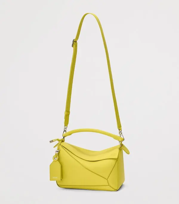 Loewe Small Leather Featherlight Puzzle Top-handle Bag - Yellow