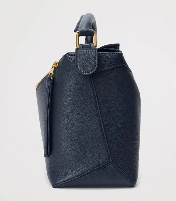 Loewe Medium Leather Puzzle Edge Top-handle Bag - Navy