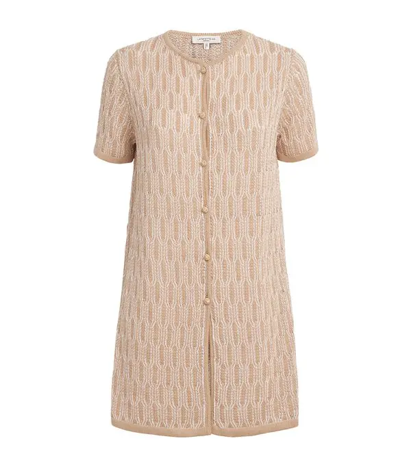 Lafayette 148 New York Cotton Lace-knit Cardigan - Beige