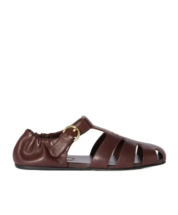 Miu Miu Gathered Nappa Leather Fisherman Sandals - Red