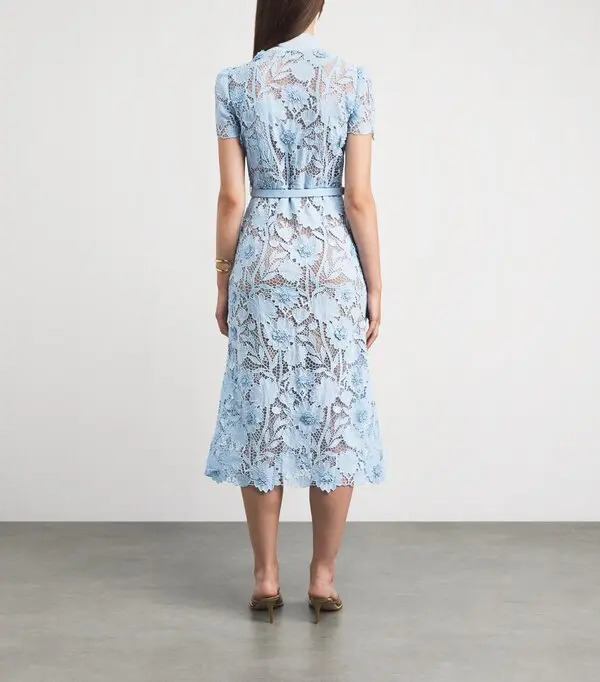 SELF-PORTRAIT Lace Tie-neck Midi Dress