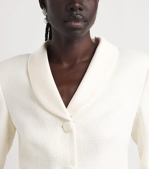 SELF-PORTRAIT Bouclé Midi Dress With Pleated Skirt And Lace Trim
