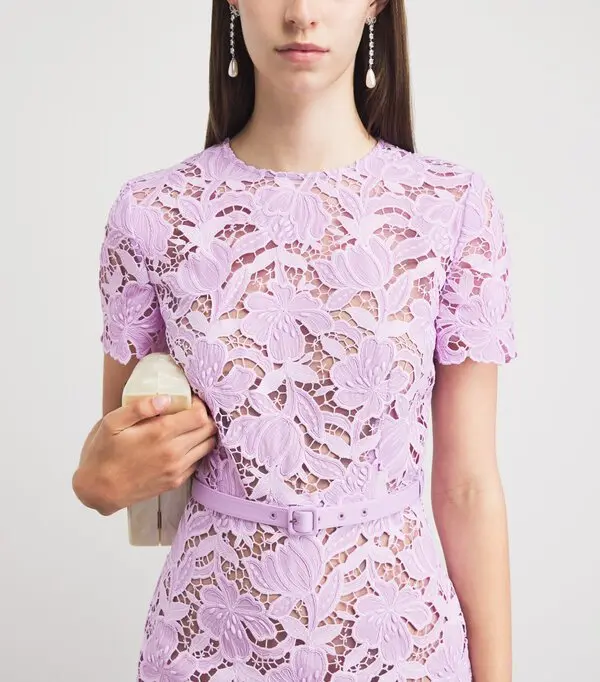 SELF-PORTRAIT Lace Belted Midi Dress