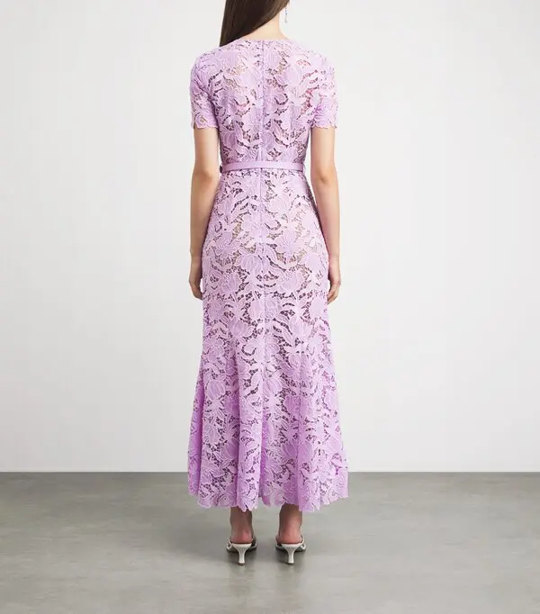 SELF-PORTRAIT Lace Belted Midi Dress