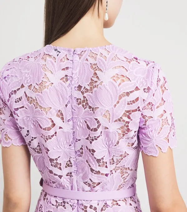SELF-PORTRAIT Lace Belted Midi Dress