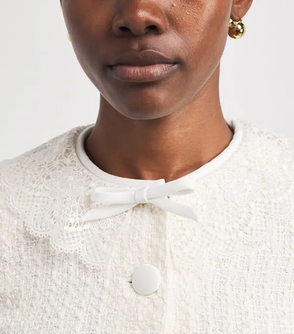 SELF-PORTRAIT Bouclé Jacket With Lace Collar