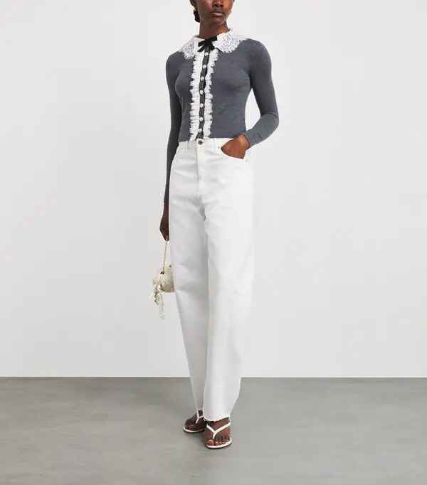 SELF-PORTRAIT Wool Lace-collar Cardigan