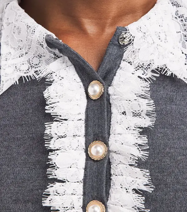 SELF-PORTRAIT Wool Lace-collar Cardigan