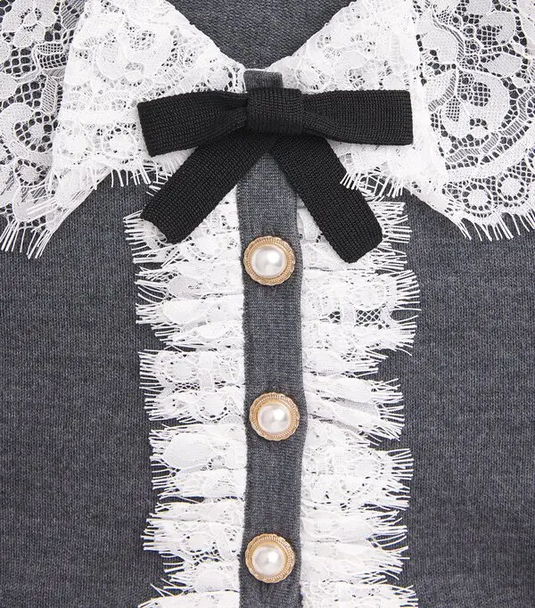 SELF-PORTRAIT Wool Lace-collar Cardigan