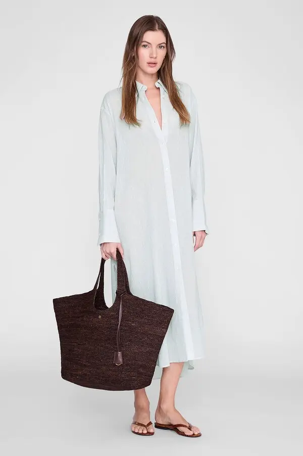 ANINE BING Lili Raffia Tote Bag - Dark Brown