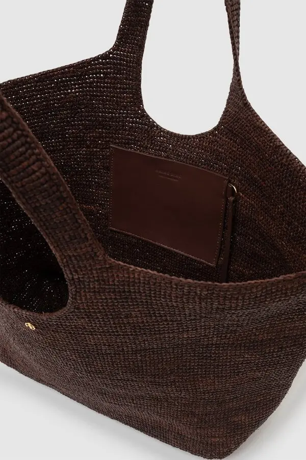 ANINE BING Lili Raffia Tote Bag - Dark Brown