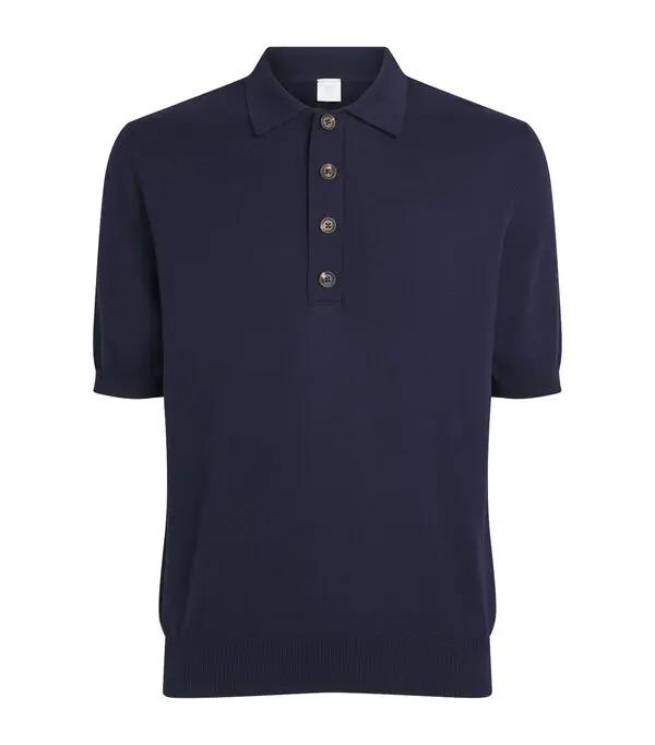Eleventy Cotton-cashmere Polo Shirt - Blue