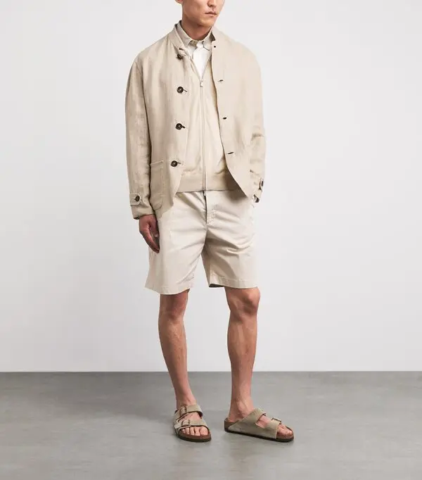 Eleventy Linen-silk Reversible Jacket - Ivory