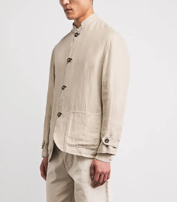 Eleventy Linen-silk Reversible Jacket - Ivory
