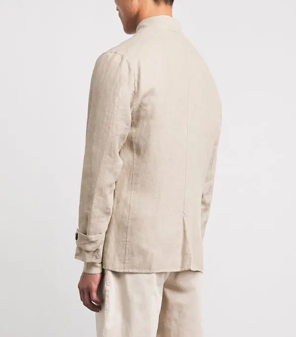 Eleventy Linen-silk Reversible Jacket - Ivory