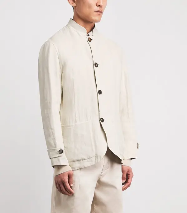 Eleventy Linen-silk Reversible Jacket - Ivory