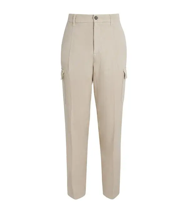 Eleventy Cotton-linen Blend Cargo Trousers - Beige