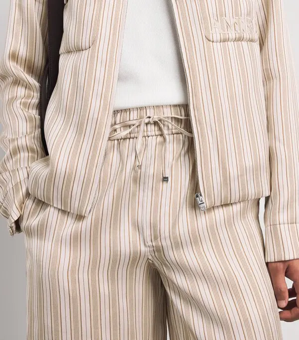 Amiri Striped Logo Embroidered Drawstring Shorts