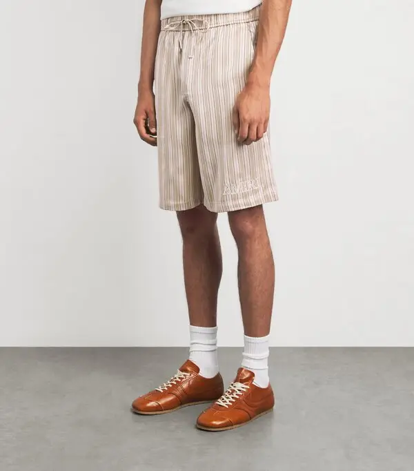 Amiri Striped Logo Embroidered Drawstring Shorts