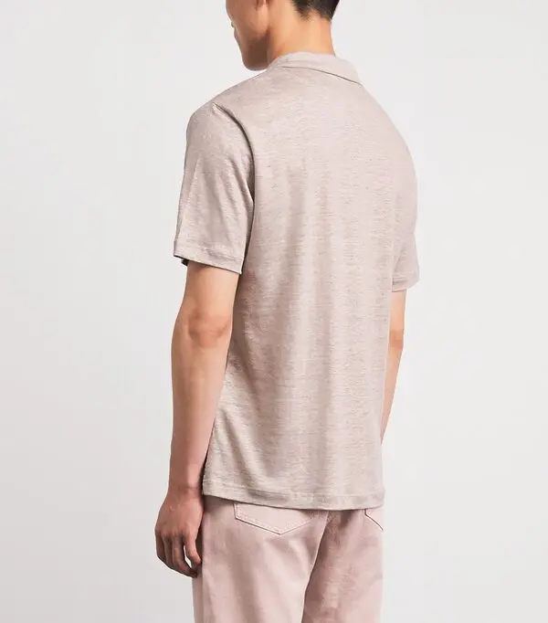 Eleventy Linen Polo Shirt - Pink