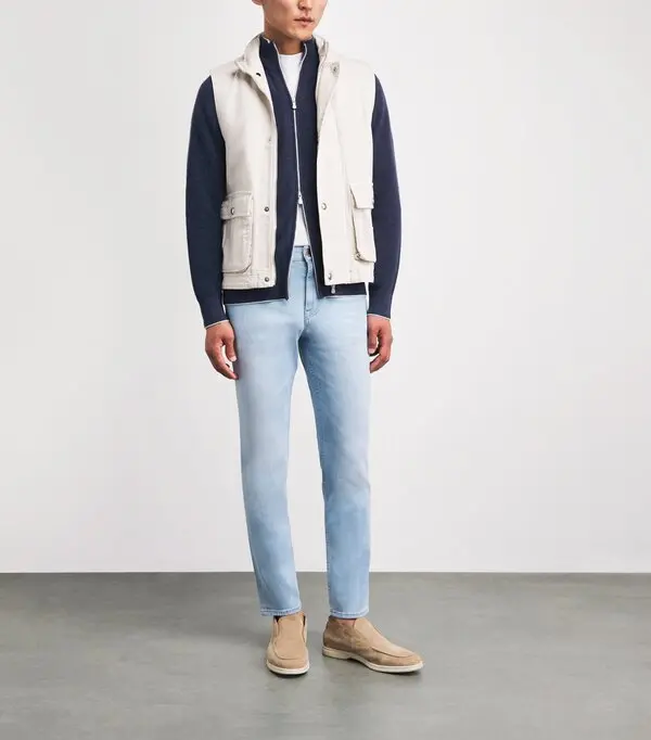 Eleventy Wool High Neck Zip-up Cardigan - Navy