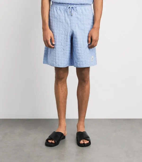 Amiri Ma Quad Monogram Jacquard Towelling Shorts - Blue