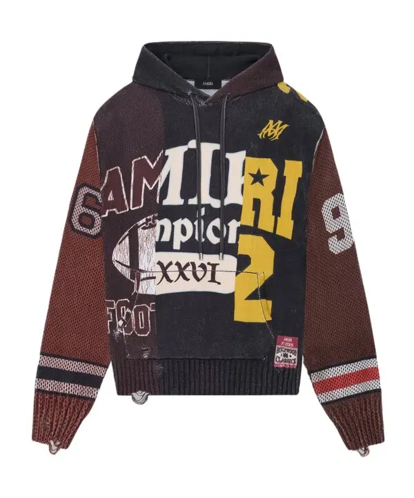 Amiri Spliced Knitted Hoodie - Black