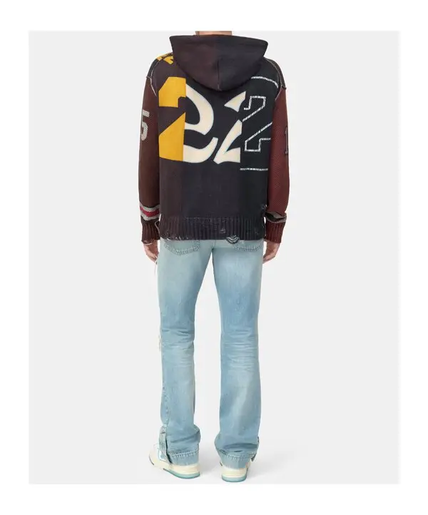 Amiri Spliced Knitted Hoodie - Black