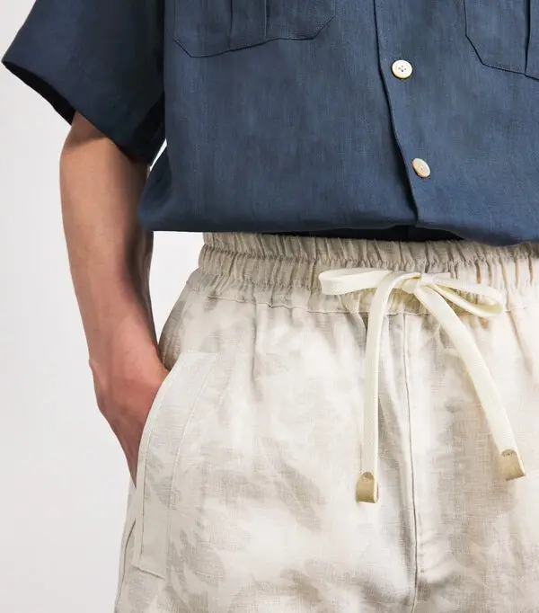Eleventy Linen Printed Bermuda Shorts - Beige