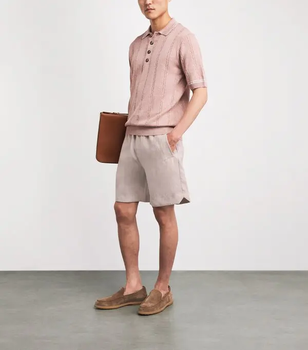 Eleventy Linen Drawstring Bermuda Shorts - Pink