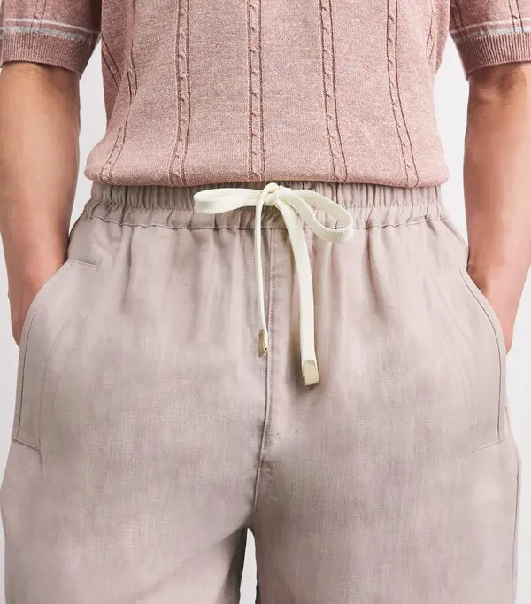 Eleventy Linen Drawstring Bermuda Shorts - Pink