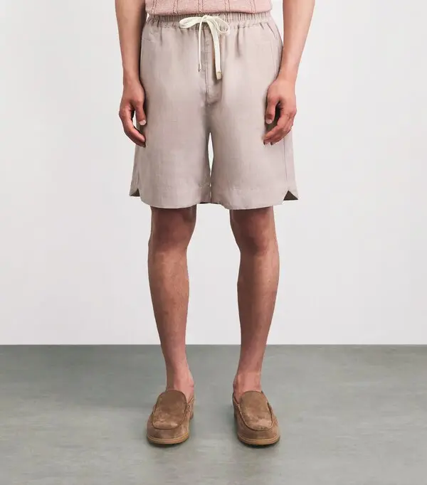 Eleventy Linen Drawstring Bermuda Shorts - Pink