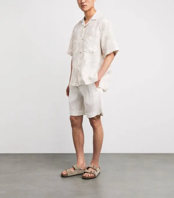 Eleventy Linen Printed Bowling Overshirt