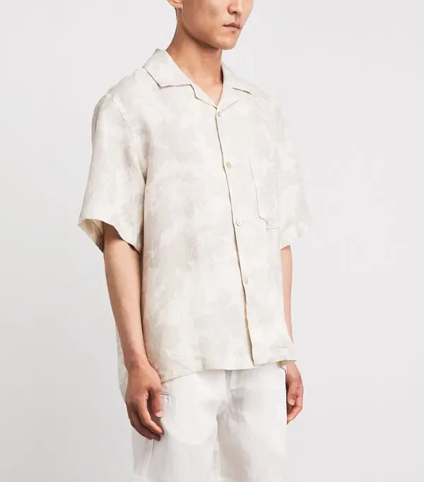 Eleventy Linen Printed Bowling Overshirt